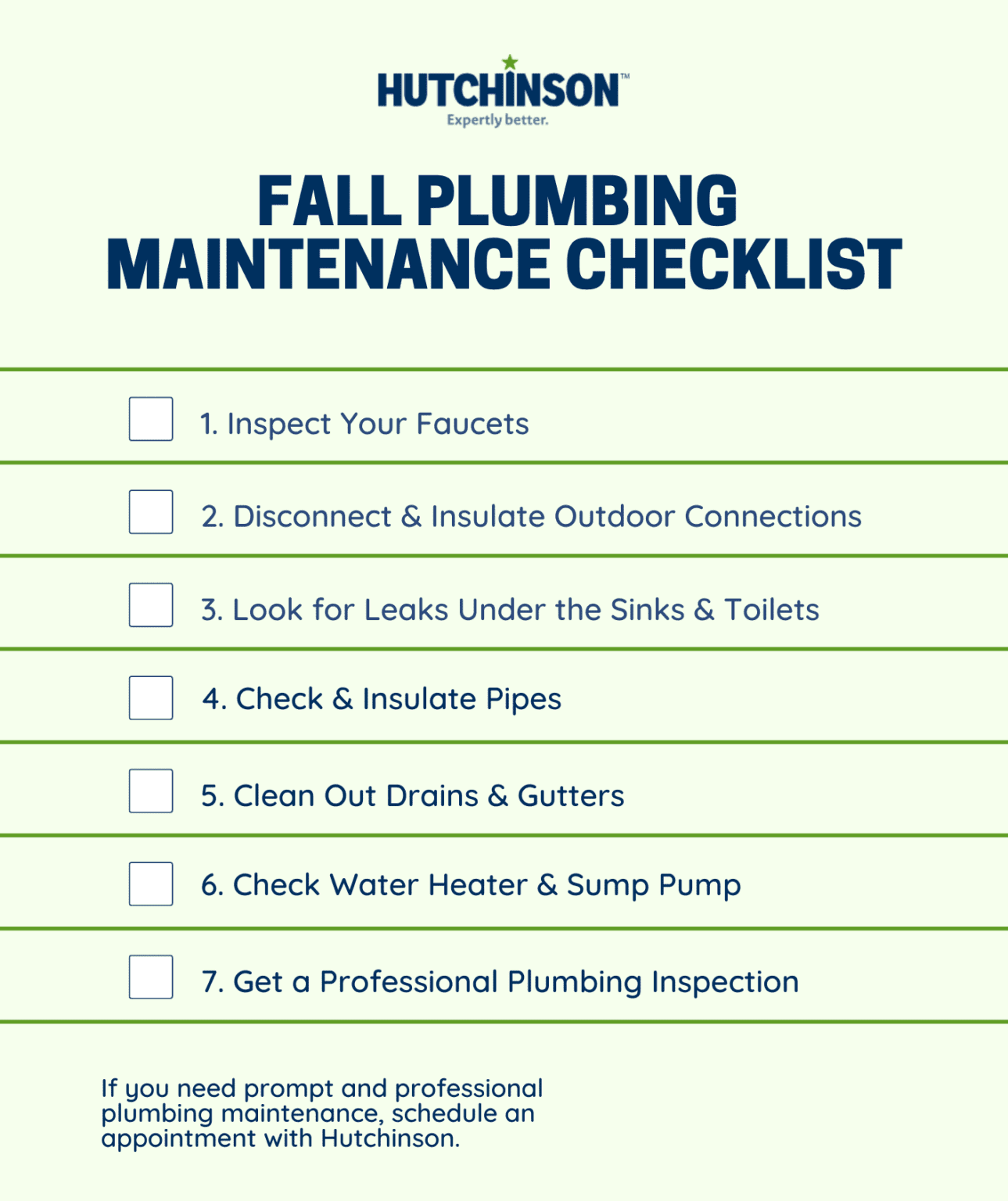 Hutchinson’s Fall Plumbing Maintenance Checklist 2022